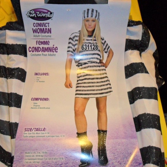 Holiday | Prisoner Costume Striped Inmate Convict Womens Size 414 ...